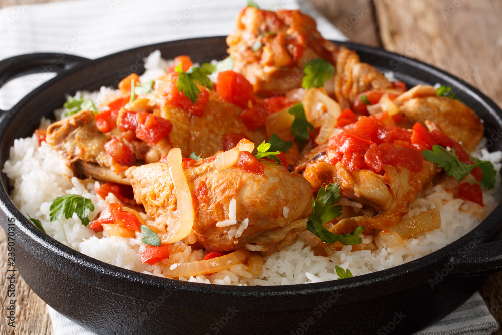 Haitian Chicken Recipe is a one pot of chicken, tomatoes, wine, spices ...