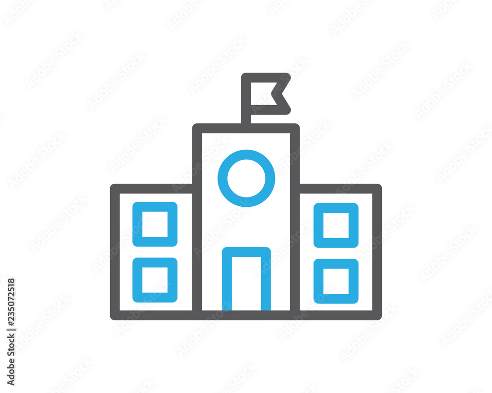 school building line icon illustration vector,school building icon ...