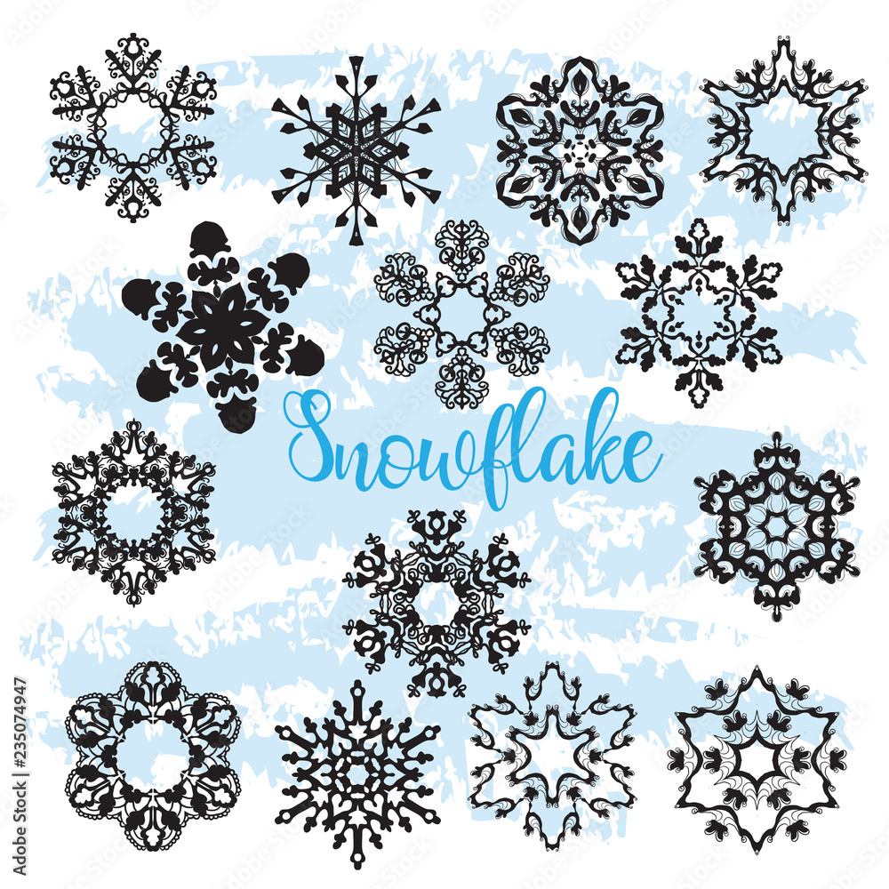 Frozen Snowflake ClipArt black color, Winter Clip Art, Intricate ... Frozen Snowflake ClipArt black color, Winter Clip Art, Intricate ...