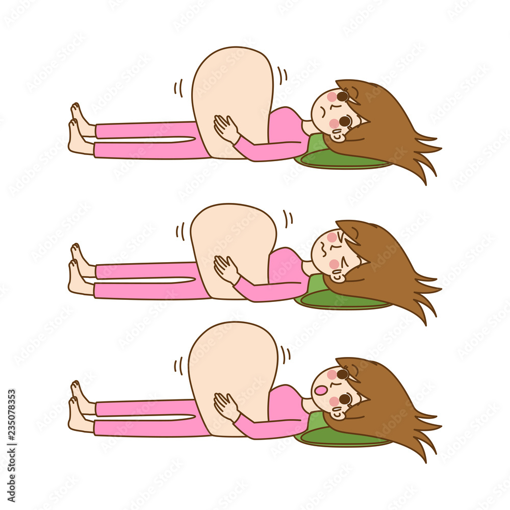 Pregnant women, cute cartoon character having a baby birth,mom, kid ...