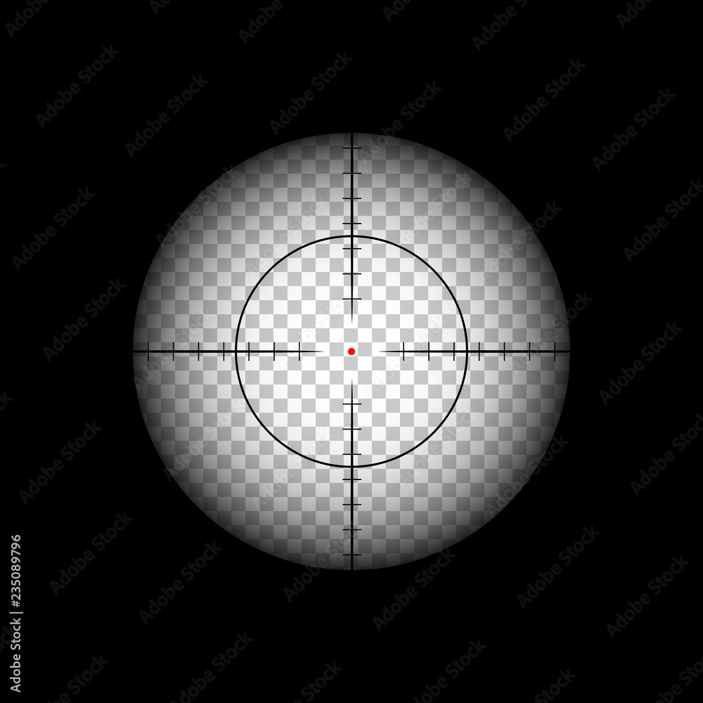 Killer aiming with sniper rifle crosshairs with red dot illustration ...