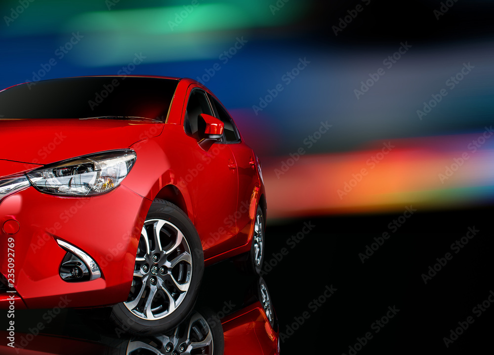 ront Car red color on black background for customers Stock Photo ...