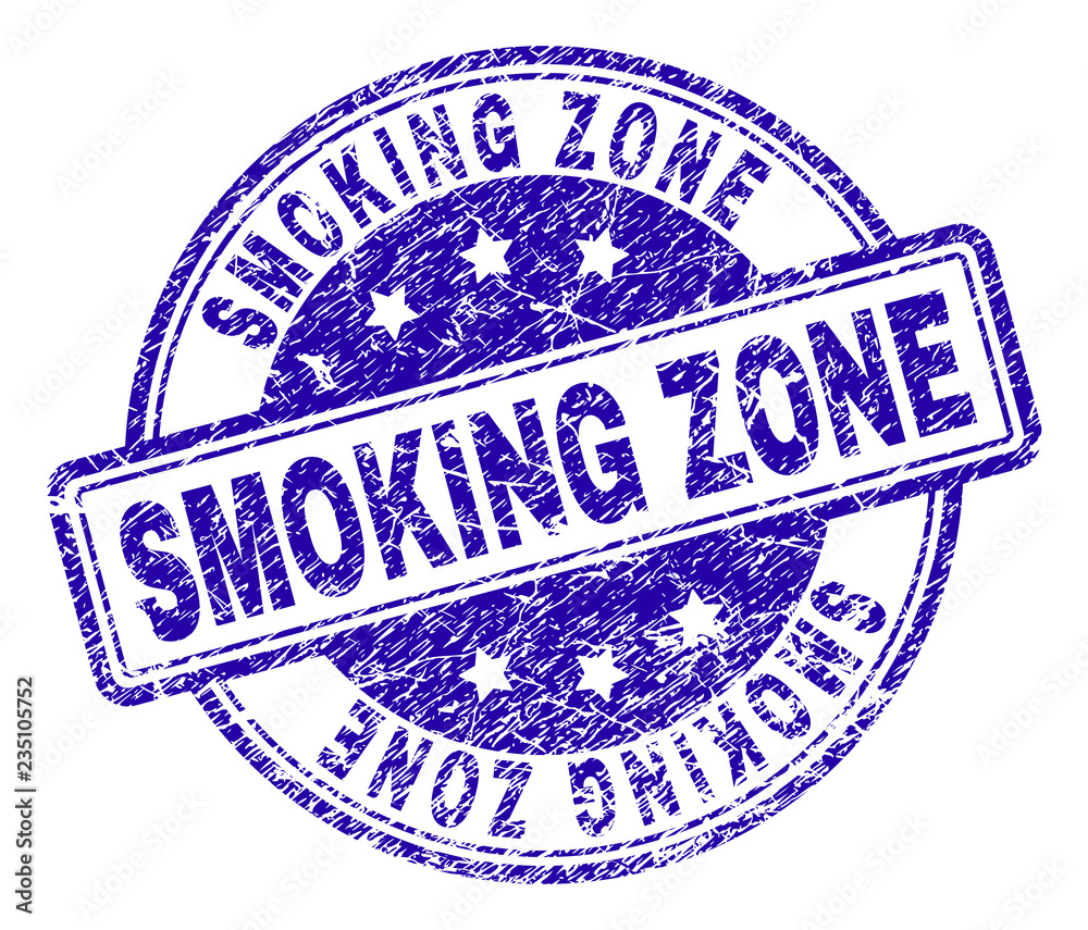 SMOKING ZONE stamp seal watermark with grunge texture. Designed with ...