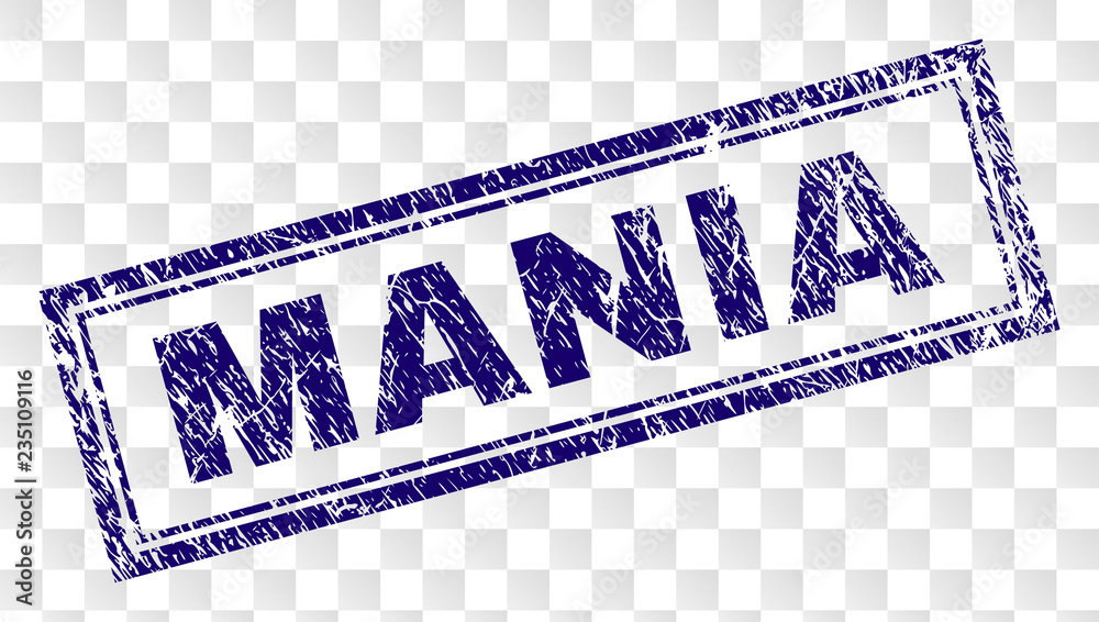 MANIA stamp seal print with grainy style and double framed rectangle ...