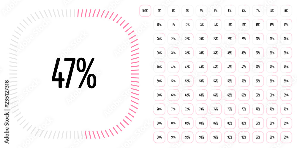 Set of rectangle percentage diagrams (meters) from 0 to 100 ready-to ...