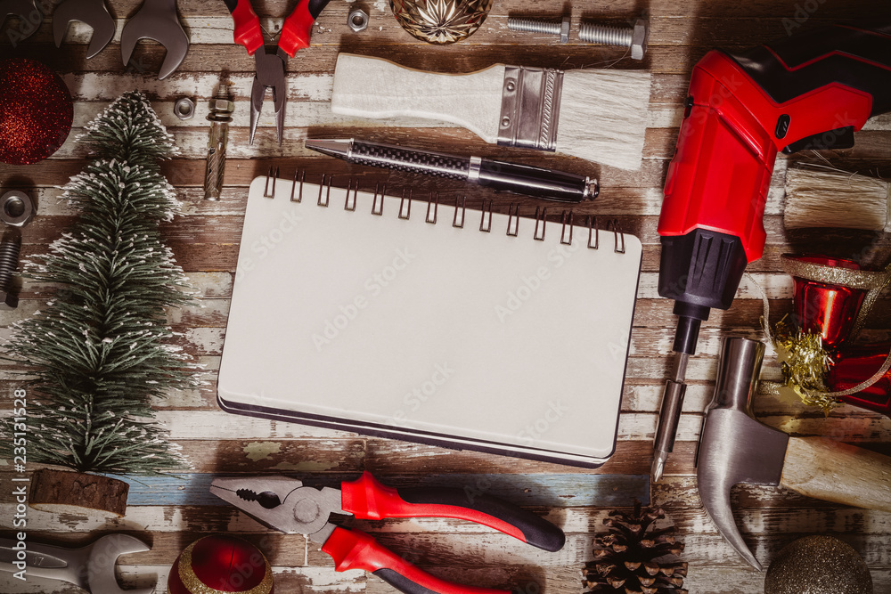 Merry christmas and Happy New year Craftsman Workspace background ...