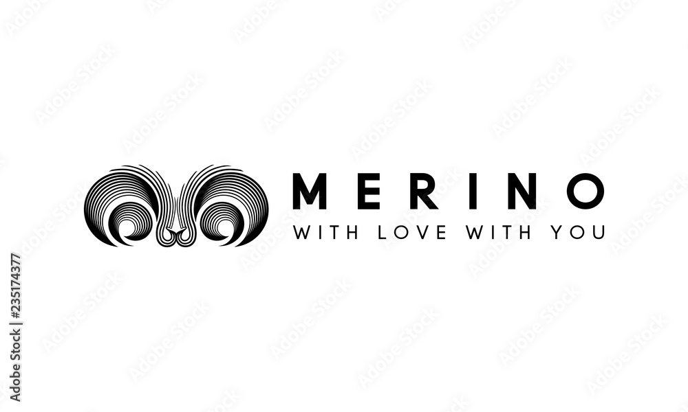 Merino sheep logo. Vector ram illustration. 100% natural wool product ...