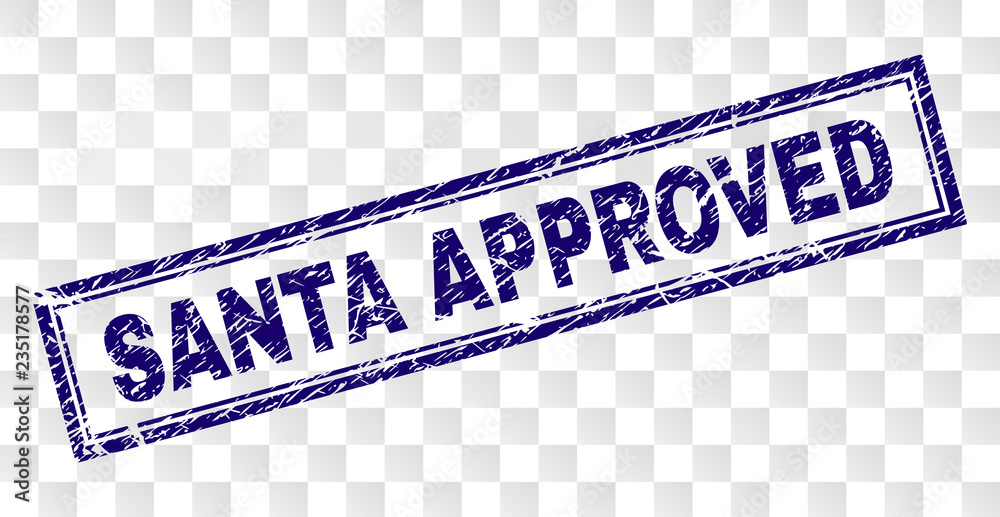 SANTA APPROVED stamp seal print with grunge style and double framed ...