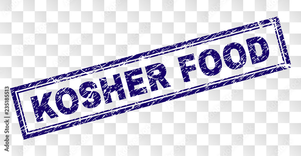 KOSHER FOOD stamp seal watermark with rubber print style and double ...
