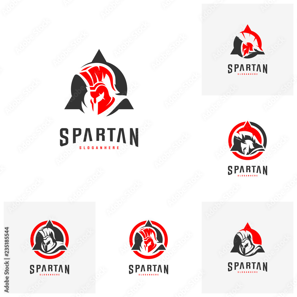 Set of Spartan Logo design vector illustration . Spartan Helmet Logo ...