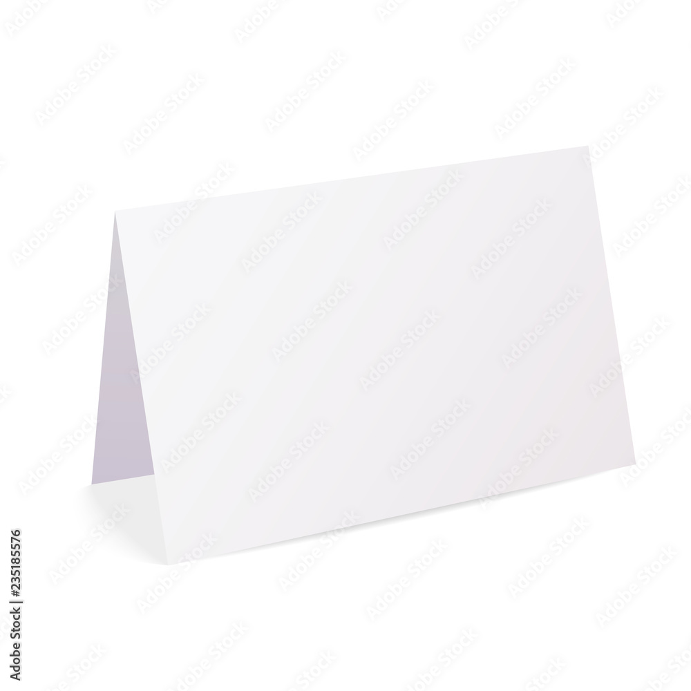 Realistic blank folded paper card isolated on white background Stock ...