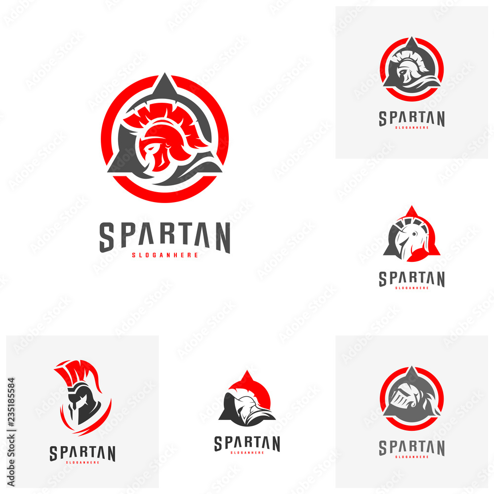 Set of Spartan Logo design vector illustration . Spartan Helmet Logo ...