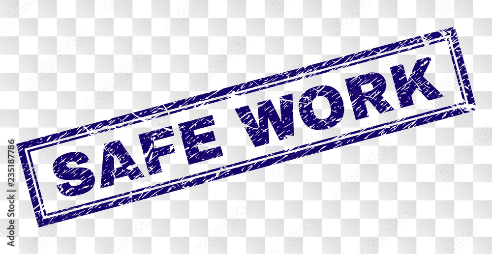 SAFE WORK stamp seal imprint with rubber print style and double framed ...