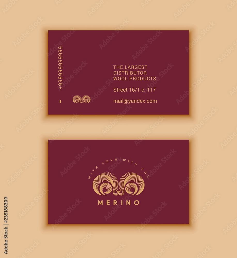 Business Cards. Merino sheep logo. Vector ram illustration. 100% ...