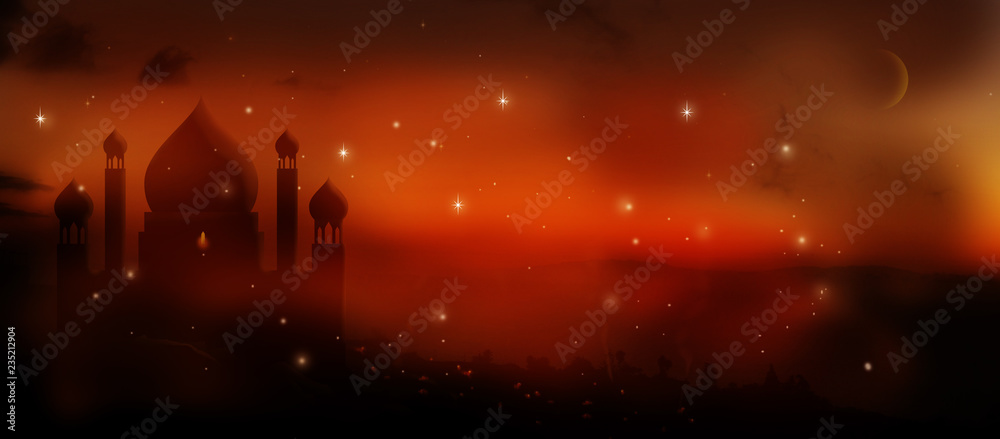 magical aladdin palace at sunset Stock Illustration | Adobe Stock