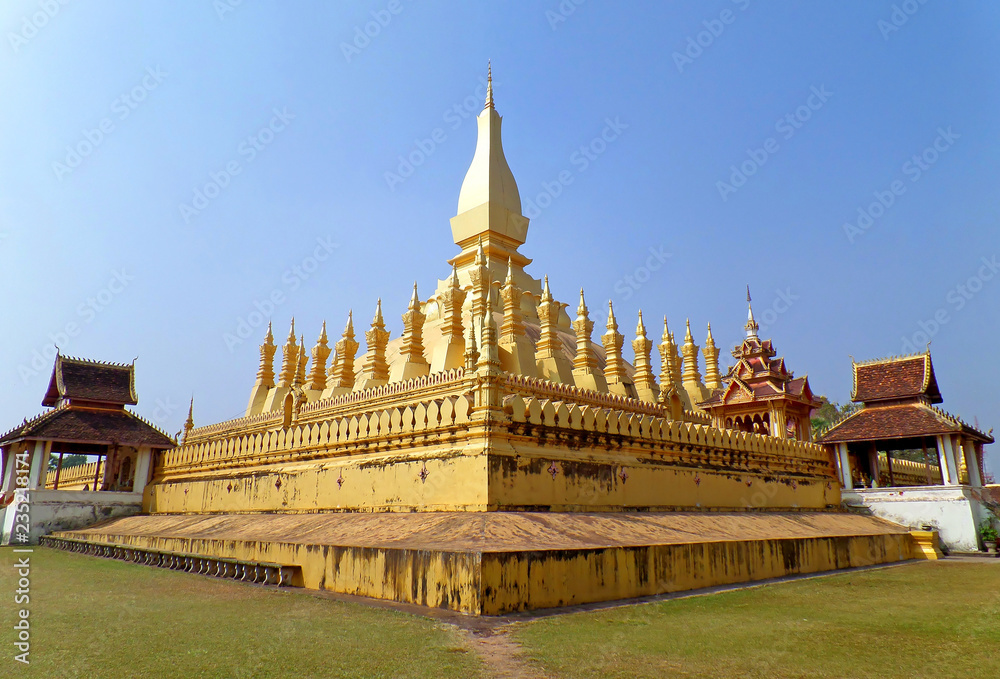 Pha That Luang or the Great Stupa, Gold Leaf Covered Buddhist Stupa ...