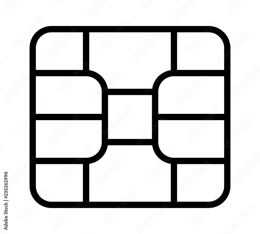 Credit or debit charge card emv chip line art vector icon for apps and ...