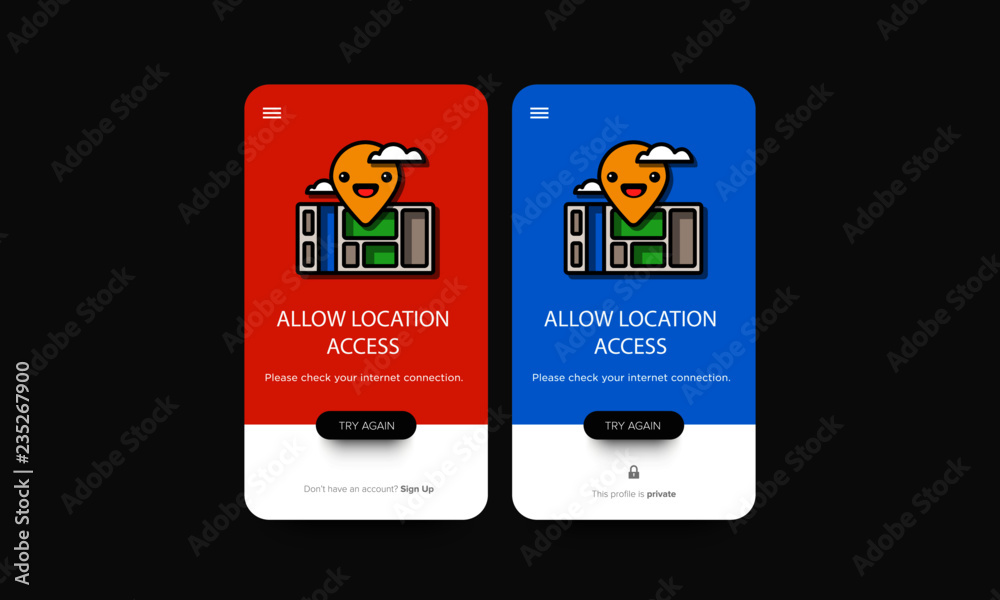 Allow Location Access Page Design with Pin and Map for App or Web Stock ...