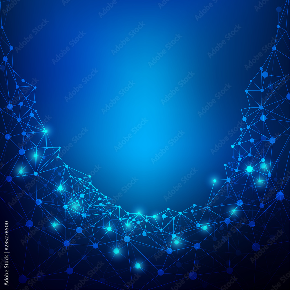 abstract of low poly connected dot and lines background, concept of ...