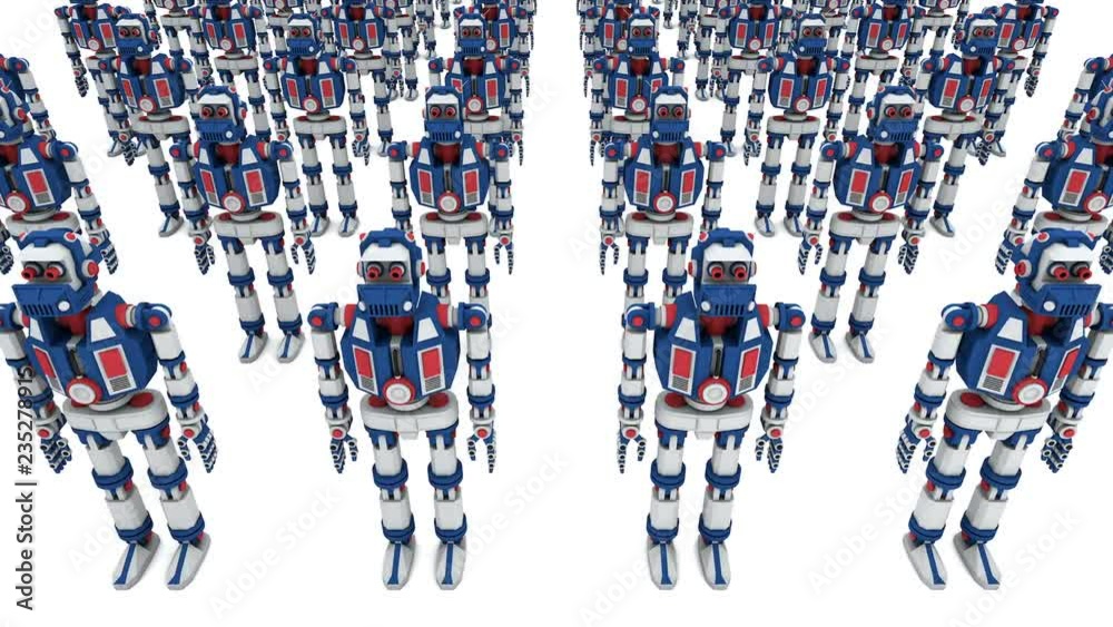 Army of clone robots. 3d seamless render looped animation. Stock Video ...