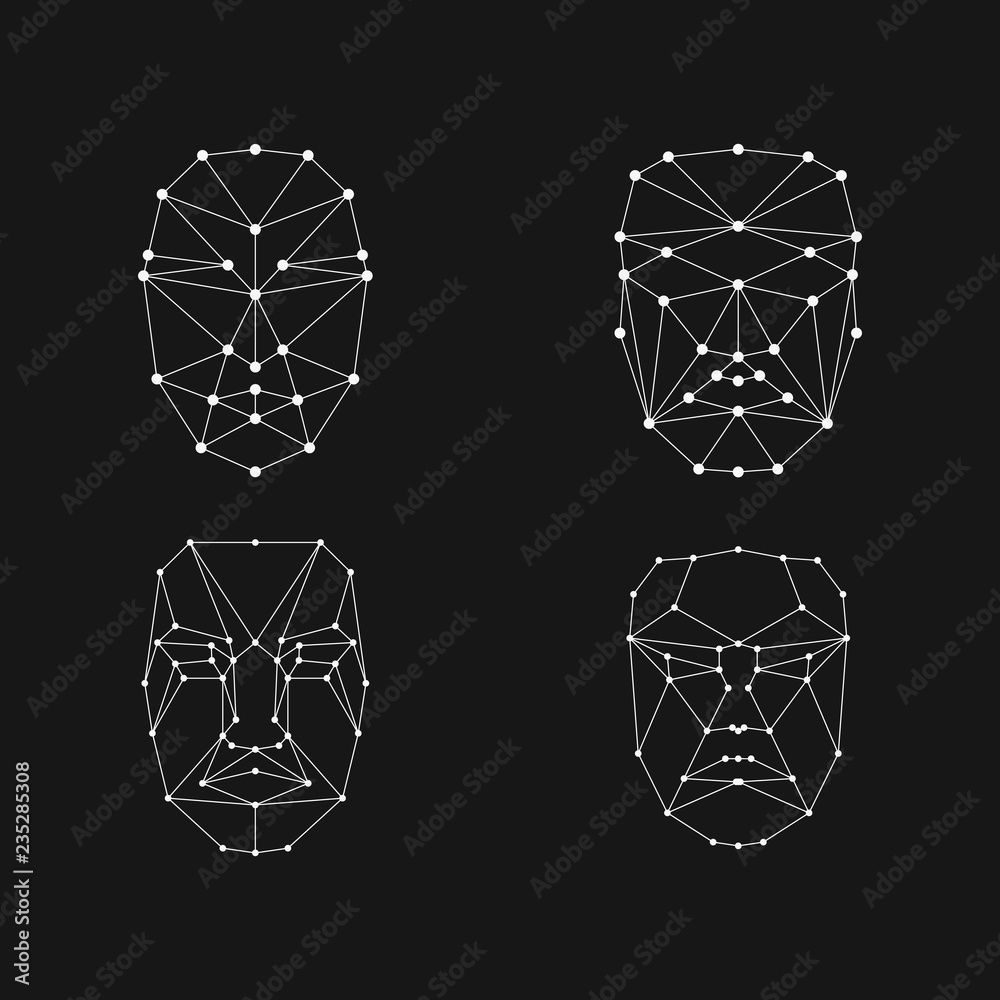 face recognition grid set Stock Vector | Adobe Stock