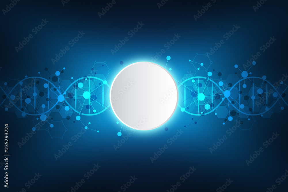 DNA strand and molecular structure. Genetic engineering or laboratory ...