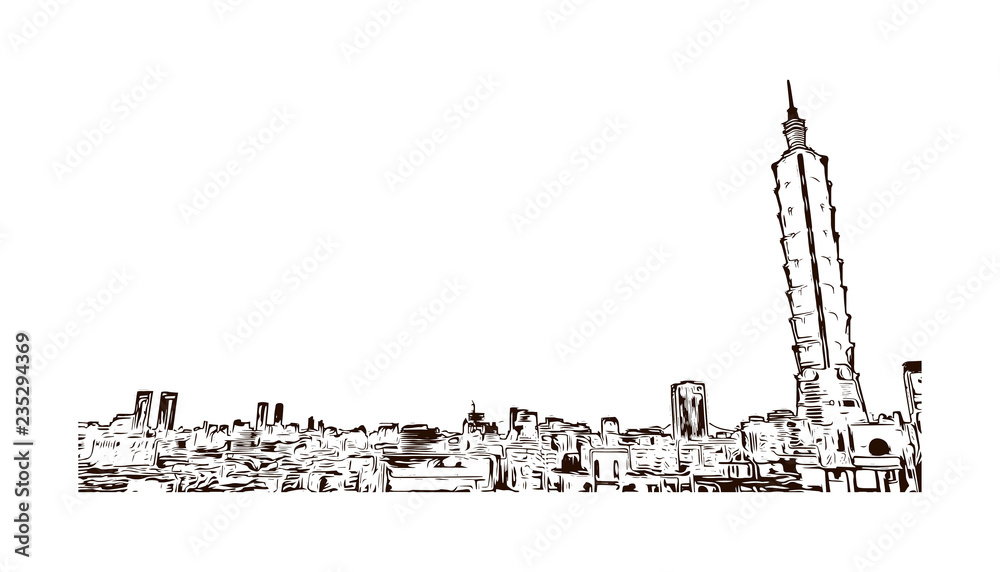 Building view with landmark of Taipei, the capital of Taiwan, is a ...