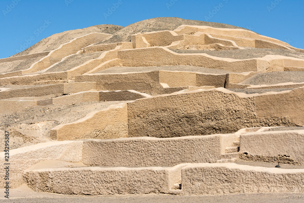 Adobe pyramid at Cahuachi archeological site, the main ceremonial ...