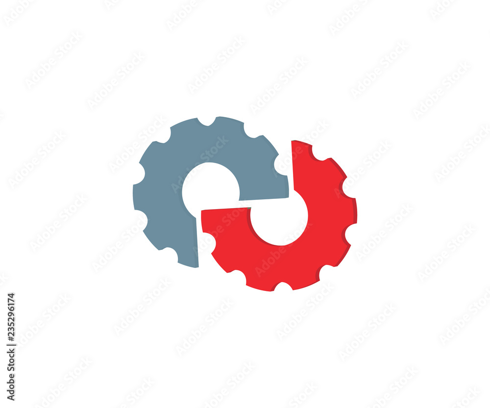 This is a gear or cog icon with two gears interconnect each other. The ...