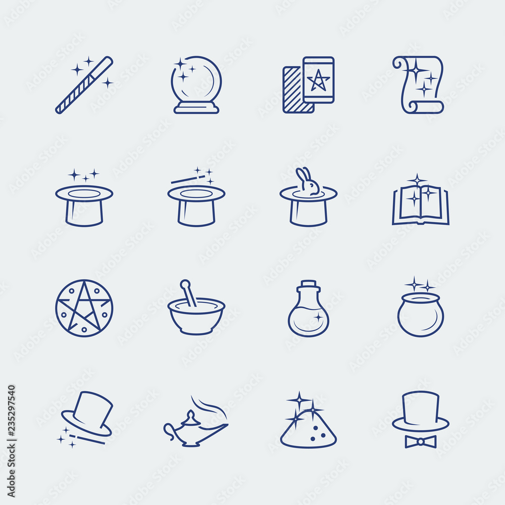 Vector set of magic related icons Stock Vector | Adobe Stock