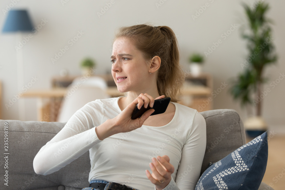 Sad Woman Reading Text