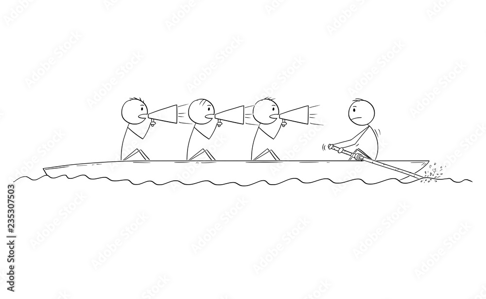 Crew Rowing Boat Drawing