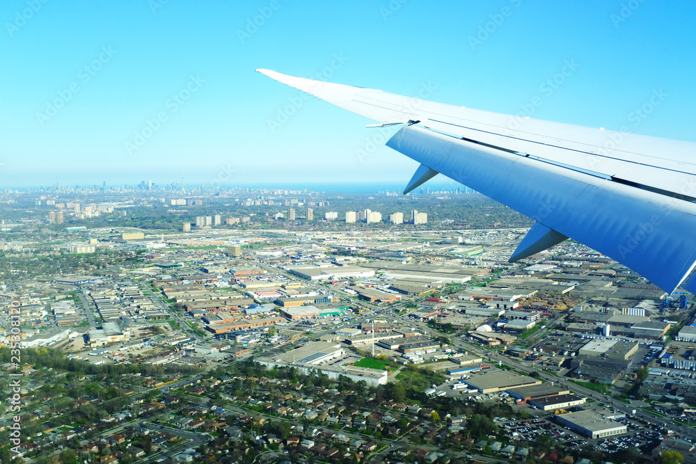 Landing airplane, Toronto Pearson International Airport Stock Photo ...