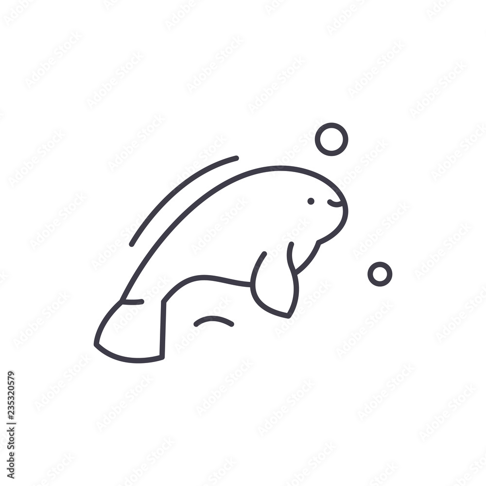 Beluga line icon concept. Beluga vector linear illustration, sign ...