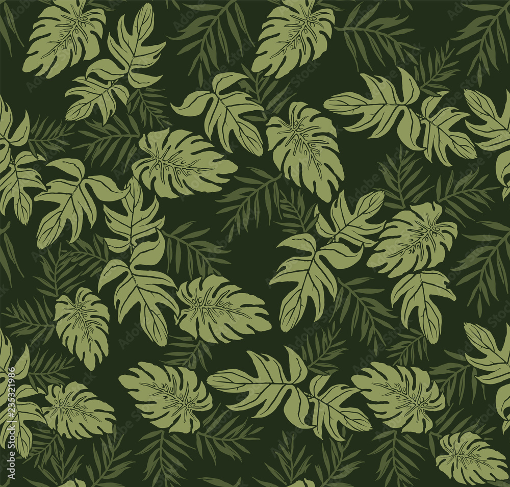 Seamless Tropical Leaf Pattern Stock Vector | Adobe Stock