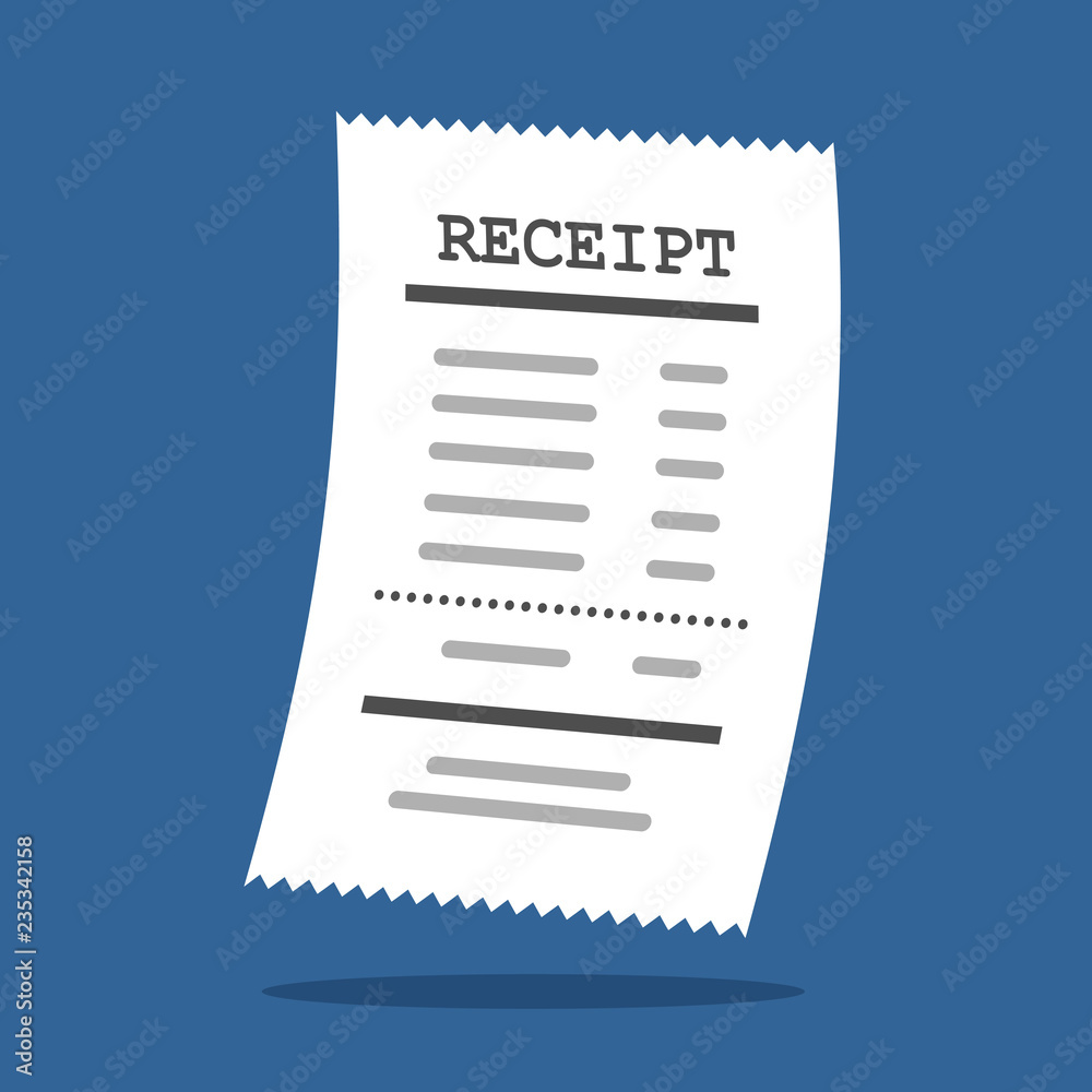 Supermarket paper receipt with shadow. Isolated vector illustration in ...