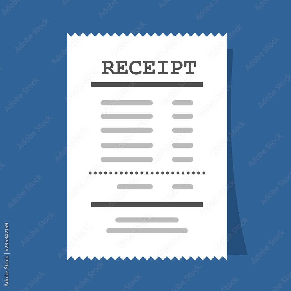 Supermarket paper receipt with shadow. Isolated vector illustration in ...