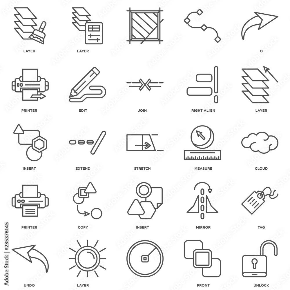 Simple Set of 25 Vector Line Icon. Contains such Icons as Unlock Stock ...
