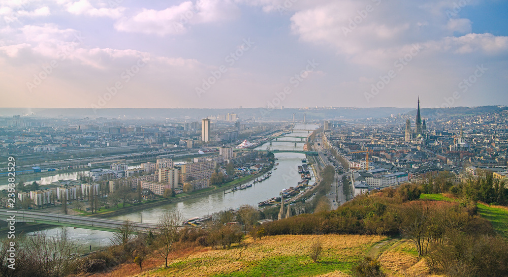 Panoramic view of Rouen and Seine River.Normandy.France Stock Photo ...