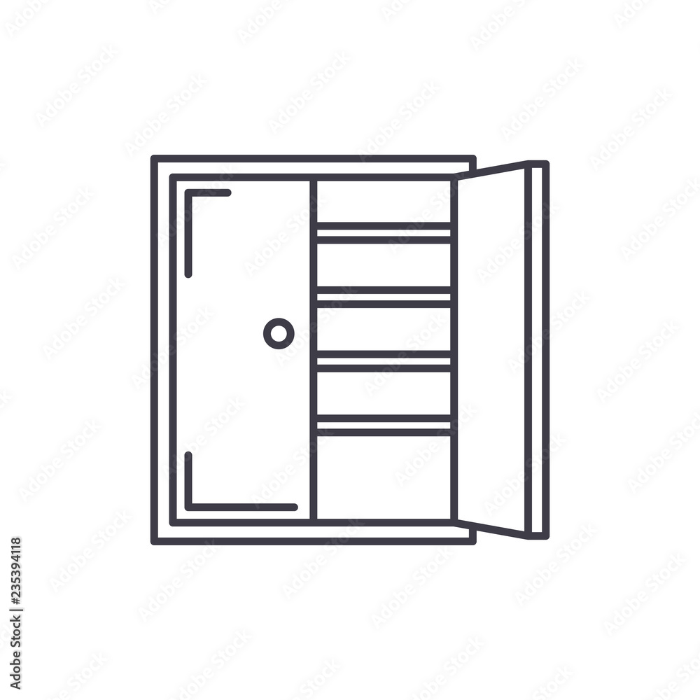 Closet line icon concept. Closet vector linear illustration, sign ...