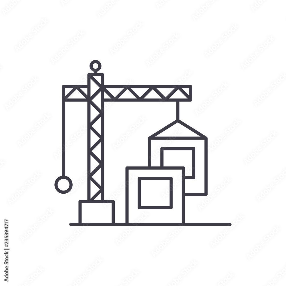 Construction crane line icon concept. Construction crane vector linear ...