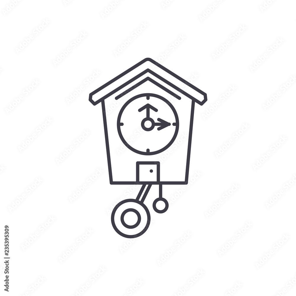 Cuckoo clock line icon concept. Cuckoo clock vector linear illustration ...