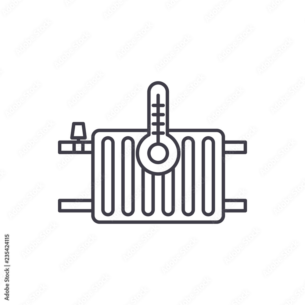 Heating radiators line icon concept. Heating radiators vector linear ...