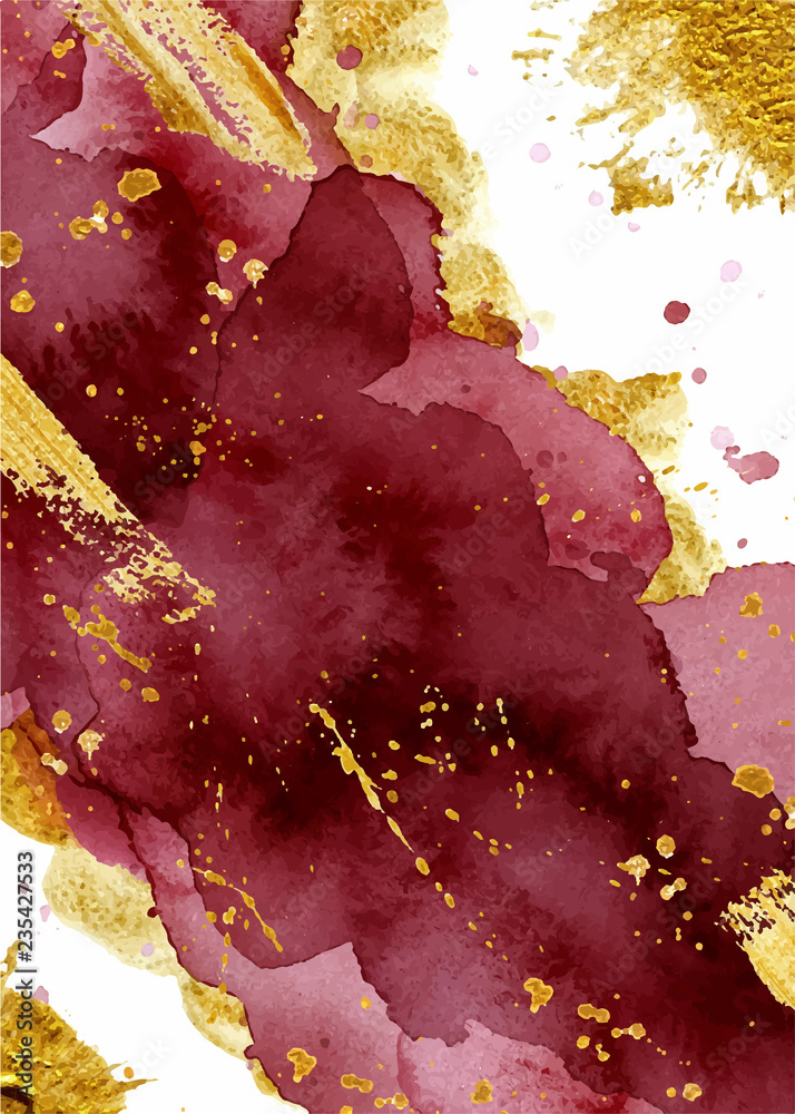 Watercolor abstract background, hand drawn watercolour burgundy and ...