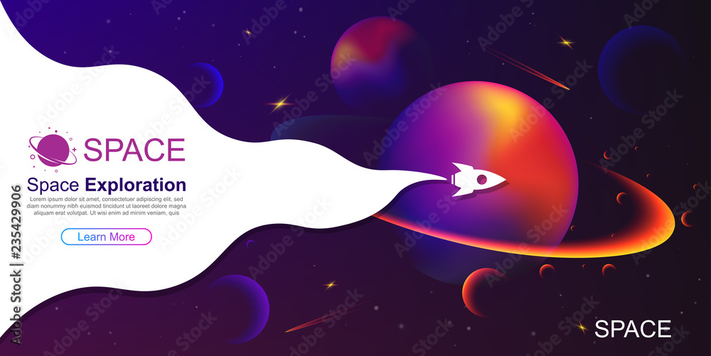 Vector space background with planets and stars. Space exploration ...