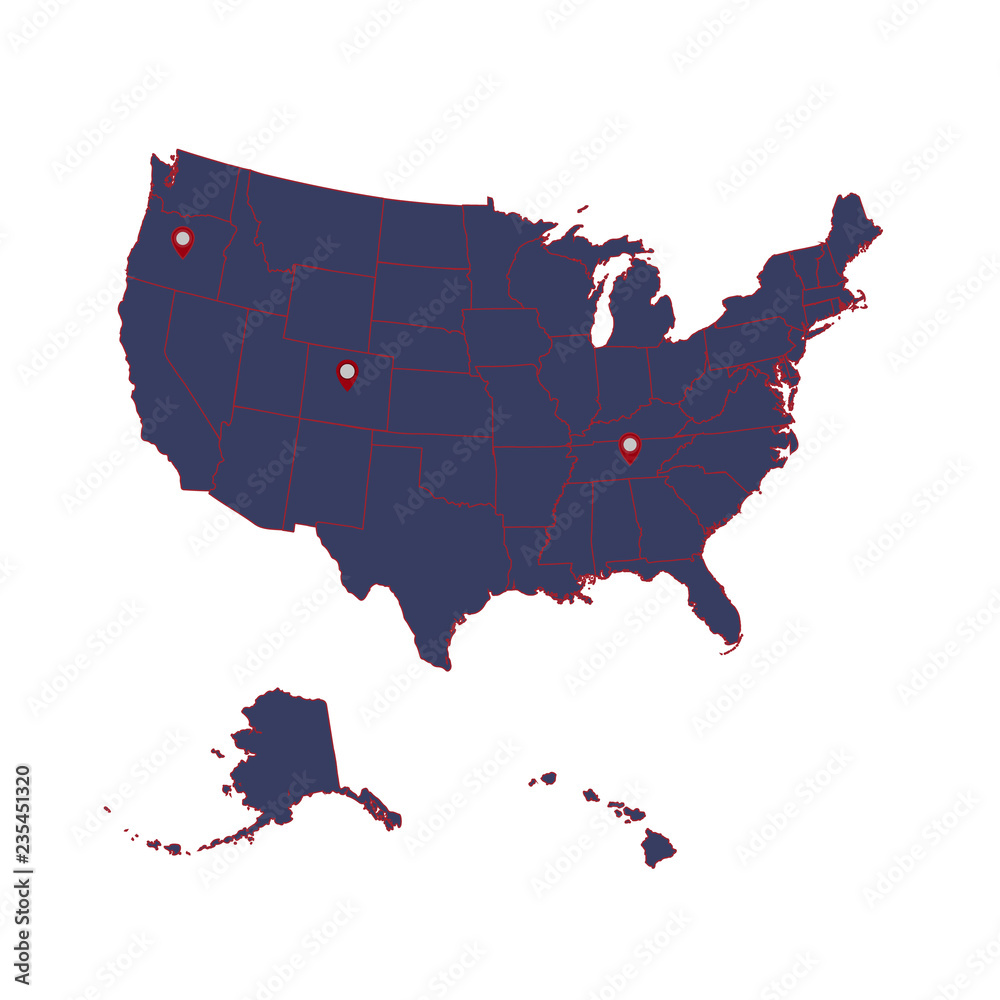 Detailed map of the American continent and the USA including Alaska and ...