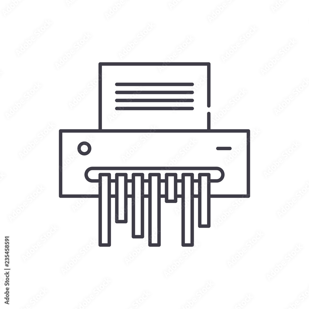 Paper shredder line icon concept. Paper shredder vector linear ...
