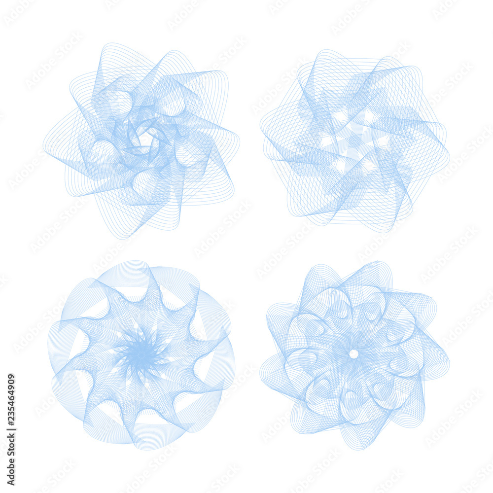 Guilloche. Set. Blue. It can be used as a protective layer for the ...