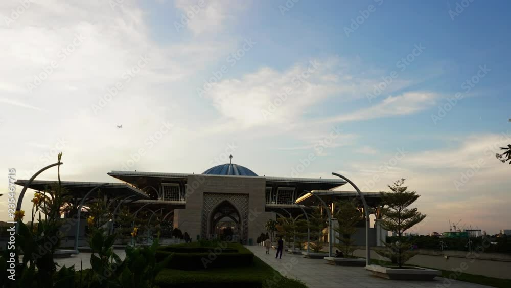 Beautiful sunset time lapse view of Tuanku Mizan Zainal Abidin Mosque ...