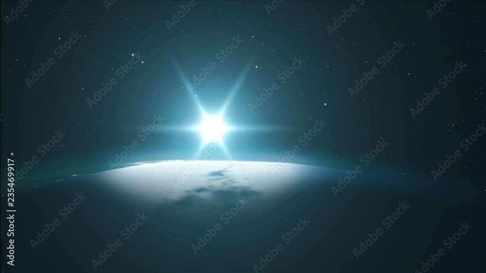World Globe, Earth from Space. Slow Sunrise from Earth orbit. Planet ...